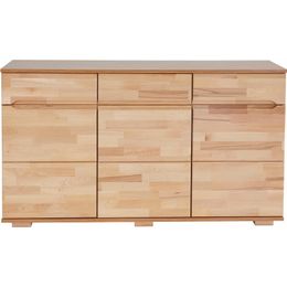 Sideboard OTTO HOME "VKB10: teilmassiv korpus Kernbuche, 6F&auml;cher geschlossen, Stauraum", beige (kernbuche teilmassiv), B:150cm H:85cm T:40cm, Holz teilmassiv, Sideboards, Sideboard, B/T/H:150/40/85cm, 3verstellbare boden, 3 Schubladen, Fronten massiv
