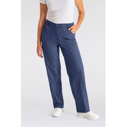 Stretch-Hose KjBRAND "Babsie", Damen, Gr. 54, N-Gr, mittelblau gestreift, Web, Obermaterial: 47% Baumwolle, 45% Polyester, 6% Viskose, 2% Elasthan, regular fit lang, Hosen Stretch-Hose, mit Taschen