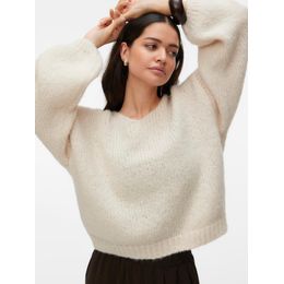 V&eacute;ro Moda Strickpullover VERO MODA "VMMAYBE LS 2WAY V-NECK PULLOVER NOOS", Damen, Gr. L, birch, Strick, Obermaterial: 100% Polyester, unifarben, loose fit normal, V-Ausschnitt, Strickb&uuml;ndchen, Pullover Strickpullover, Kunstfaser, locker geschnitten, V-Ausschnitt