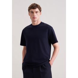 T-Shirt Seidensticker, Herren, Gr. M, navy, 100% Baumwolle, unifarben, regular fit, Rundhals, Shirts T-Shirt, 1/2 Rundhals Uni