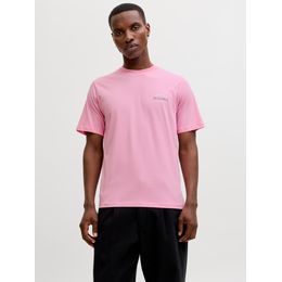 Jack & Jones Rundhalsshirt JACK & JONES "JJBRANDON TEE SS CREW NECK", Herren, Gr. L, prism pink print:small print, Jersey, Obermaterial: 100% Baumwolle, bedruckt, regular fit, Rundhals, Shirts Rundhalsshirt
