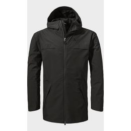Sch&ouml;ffel Langjacke SCH&Ouml;FFEL "Parka Style Bohorok MNS", Herren, Gr. 52, schwarz (9990, schwarz), Oberstoff: 100% Polyester; (Membran: Thermoplastisches Polyurethan); Futter: 100% Polyester, relaxed fit, hoch geschlossener Ausschnitt, Jacken Langjacke