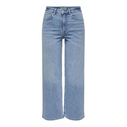 High-waist-Jeans Only "ONLMADISON BLUSH HW CP WD DNM CRO371NOOS", Damen, Gr. XL, L&auml;nge 34, light blau denim, Denim/Jeans, Obermaterial: 92% Baumwolle, 6% Elastomultiester, 2% Elasthan, unifarben, kn&ouml;chelfrei, Jeans High-waist-Jeans, wide fit, kn&ouml;chelfrei