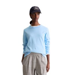 Marc O'Polo Rundhalspullover MARC O'POLO DENIM "regular fit aus Soft Cotton Stretch", Damen, Gr. M, light blau melange, Strick, Obermaterial: 58% Baumwolle, 25% Polyamid, 17% Polyester, regular fit normal, Rundhals, Pullover Rundhalspullover