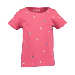 T-Shirt Blue Seven, M&auml;dchen, Gr. 104, pink ao, Single Jersey, Obermaterial: 100% Baumwolle, bedruckt, Basic normal, Rundhals, Shirts T-Shirt