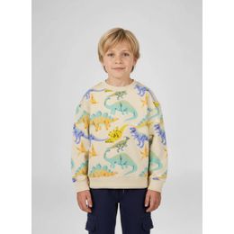 Sweatshirt Blue Seven, Jungen, Gr. 98, kiesel, Sweatware, Obermaterial: 100% Baumwolle, bedruckt, Basic normal, Rundhals, Rippb&uuml;ndchen, Sweatshirts Sweatshirt, mit tollen Dino-Motiven
