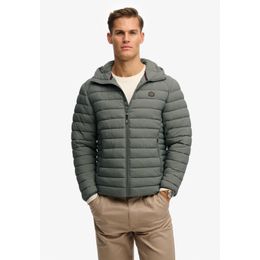Steppjacke Superdry "Hooded Fuji Lite Jacket", Herren, Gr. M, biker grau, Steppware, Obermaterial: 100% Nylon, unifarben, h&uuml;ftlang, Jacken Steppjacke, slim fit Form, mit Kapuze