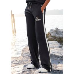 H.I.S. Loungehose H.I.S, Damen, Gr. 48/50, N-Gr, schwarz, Sweatware, Obermaterial: 60% Baumwolle, 40% Polyester, unifarben, figurumspielend lang, Hosen Loungehose, aus weicher Sweatware mit Seitenstreifen, Loungewear, Topseller