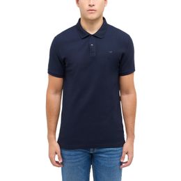 Kurzarmshirt Mustang "Herren Style Pierre", Herren, Gr. S, navy, Piqu&eacute;, 100% Baumwolle, Rundhals, Shirts Kurzarmshirt