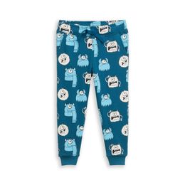 Jogginghose Tom Tailor, Jungen, Gr. 116/122, N-Gr, bluish cozy monster design, Web, Obermaterial: 100% Baumwolle. Futter: 100% Baumwolle, bedruckt, normal lang, Hosen Jogginghose, mit Allover-Monster-Prints