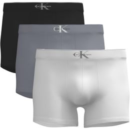 Trunk "Trunk 3PK", Damen, Gr. L (52), schwarz, misty grau, wei&szlig;, Jersey, Obermaterial: 95% Baumwolle, 5% Elasthan, Calvin Klein Underwear, unifarben, k&ouml;rpernah, Unterhosen Trunk, K&ouml;rpernahe Passform mit elastischem Bund