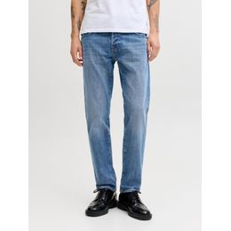 Jack & Jones Comfort-fit-Jeans JACK & JONES "JJIMIKE JJFOX NOOS", Damen, Gr. 31, L&auml;nge 30, blau denim, Denim/Jeans, Obermaterial: 98% Baumwolle, 2% Elasthan, Abriebeffekte, comfort fit kn&ouml;chellang, Jeans Comfort-fit-Jeans