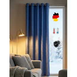 Vorhang WIRTH "Trondheim B" Gr. 10, blau (royalblau), B:172cm H:225cm, Chenille, Polyacryl, Gardinen, Vorhang