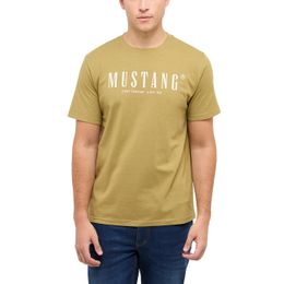 Kurzarmshirt Mustang "Herren Style Austin", Damen, Gr. M, khaki, Jersey, 100% Baumwolle, Rundhals, Shirts Kurzarmshirt