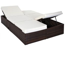 Casaria Polyrattan Gartenliege Braun/Creme 196x116x38cm