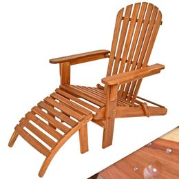 Casaria Sonnenstuhl Adirondack Akazienholz inkl Fu&szlig;st&uuml;tze