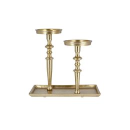 HOME STORY 2er Kerzenst&auml;nder gold Aluminium Ma&szlig;e (cm): B: 29,5 H: 28 T: 16.0 &raquo; M&ouml;bel Kraft
