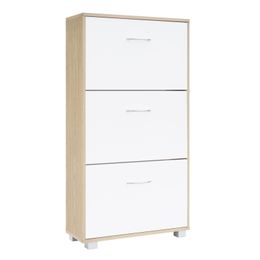 Casaria Schuhschrank Eiche/Wei&szlig; 115x60x24cm