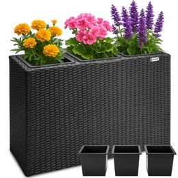 Casaria Polyrattan Blumentopf Schwarz 83x30,5x60cm