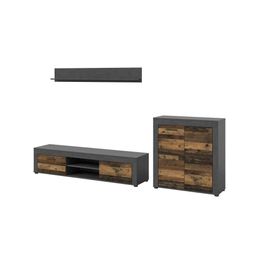 M&ouml;bel Kraft Wohnwand schwarz Ma&szlig;e (cm): B: 255 H: 159 T: 35.0 &raquo; M&ouml;bel Kraft