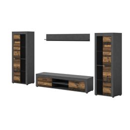 M&ouml;bel Kraft Wohnwand schwarz Ma&szlig;e (cm): B: 310 H: 159 T: 35.0 &raquo; M&ouml;bel Kraft
