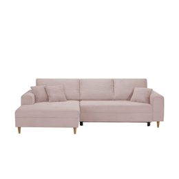 M&ouml;bel Kraft Ecksofa mit Schlaffunktion rosa/pink Ma&szlig;e (cm): B: 275 H: 91 T: 173.0 &raquo; M&ouml;bel Kraft