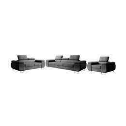 M&ouml;bel Kraft Sofa 3er-Set grau Ma&szlig;e (cm): B: 255 H: 60 &raquo; M&ouml;bel Kraft