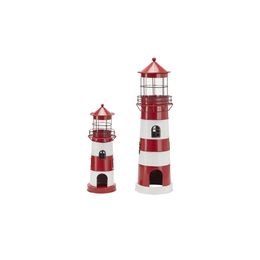 M&ouml;bel Kraft Teelichthalter Leuchtturm 2er Set rot Eisen,Glas Ma&szlig;e (cm): H: 64 &Oslash;: 19.0 &raquo; M&ouml;bel Kraft