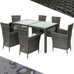 Casaria Polyrattan Garten-Sitzgruppe 7-tlg Grau/Anthrazit