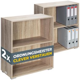 Casaria B&uuml;cherregal Vela 2er-Set Eiche 2 F&auml;cher