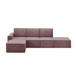 M&ouml;bel Kraft Ecksofa mit Pouf Orto rosa/pink Ma&szlig;e (cm): B: 329 H: 93 &raquo; M&ouml;bel Kraft