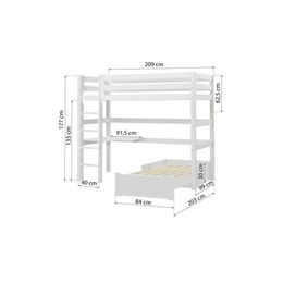 Hoppekids Hochbett ECO Luxury wei&szlig; Ma&szlig;e (cm): B: 104 H: 177 &raquo; M&ouml;bel Kraft
