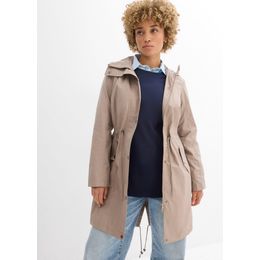 bonprix Parka mit Kapuze, braun, Gr.50, Locker geschnittener Longparka mit Kapuze, tailliert, aus 100% Baumwolle