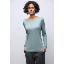 Langarmshirt Street One, Damen, Gr. 44, arona blau, Web, Obermaterial: 50% Baumwolle, 50% Modal; Futter: 100% Baumwolle, unifarben, normal normal, U-Boot-Ausschnitt, abgesteppt, Shirts Langarmshirt, im soften Baumwoll-Mix