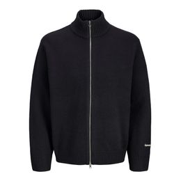 Jack & Jones Strickjacke JACK & JONES "JORNORREBRO KNIT ZIP CARDIGAN", Damen, Gr. M, schwarz, Strick, Obermaterial: 55% Baumwolle, 22% Polyester, 21% Polyacryl, 2% Elasthan, unifarben, relaxed fit, Strickjacken Strickjacke