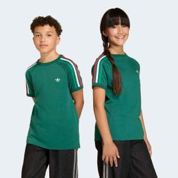 T-Shirt adidas originals "3 STRIPE TEE", M&auml;dchen, Gr. 140, team dunkelgr&uuml;n, wei&szlig;, Obermaterial: 100% Baumwolle, normal, Rundhals, Shirts T-Shirt
