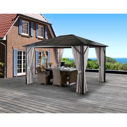 Pavillon Konifera "Aruba", beige, B/H/T: 300cm x 260cm x 400cm, Pavillons, BxT: 3x4m, robustes Aluminiumgestell mit PC-Dach