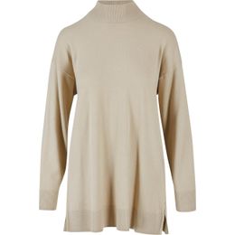 Rundhalspullover Urban Classics "Urban Classics Damen Ladies Knitted Eco Viscose Sweater", Damen, Gr. S, wetsand, 52% Viskose, 28% Polyester, 20% Polyamid, unifarben, oversize, herzf&ouml;rmiger Ausschnitt, Pullover Rundhalspullover