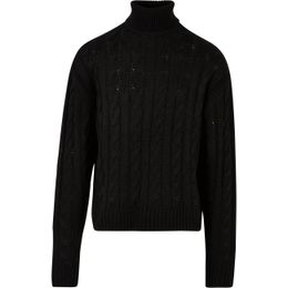 Rundhalspullover Urban Classics "Urban Classics Herren Boxy Roll Neck Sweater", Herren, Gr. S, schwarz, 100% Polyacryl, unifarben, oversize, herzf&ouml;rmiger Ausschnitt, Pullover Rundhalspullover