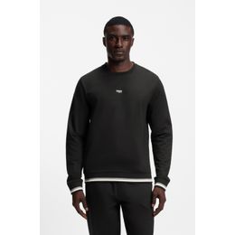 Sweatshirt BOSS "Iconic", Herren, Gr. L, schwarz 001, Single Jersey, Obermaterial: 100% Baumwolle, unifarben, regular fit, Rundhals, Rippb&uuml;ndchen, Sweatshirts Sweatshirt, kontrastfarbene Details, noramle Passform