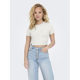 Kurzarmshirt Only "ONLBETTY S/S O-NECK SHORT TOP CC JRS", Damen, Gr. L, cloud dancer, Jersey, Obermaterial: 95% Baumwolle, 5% Elasthan, unifarben, regular fit bauchfrei, Rundhals, Shirts, softe Jerseyqualit&auml;t