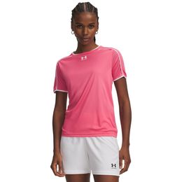 Trainingsshirt Under Armour "UA W CH. TRAIN SS", Damen, Gr. L, super pink,, wei&szlig;, Obermaterial: 100% Polyester, Shirts, f&uuml;r Fu&szlig;ball, leichtes Material, atmungsaktiv, schnell trocknend