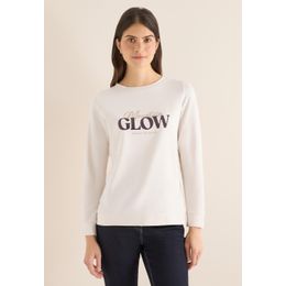 Langarmshirt Cecil, Damen, Gr. M (40), wei&szlig; (light greige), Stoff, 63% Modal, 35% Baumwolle, 2% Elasthan, unifarben, normal normal, U-Boot-Ausschnitt, B&uuml;ndchen, Shirts Langarmshirt, aus softem Materialmix