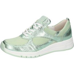 Waldl&auml;ufer Sneaker WALDL&Auml;UFER, Damen, Gr. 7 (40,5), hellgr&uuml;n, Nubukleder, Textil, Veloursleder, metallic, Schuhe Sneaker, Halbschuh, Schn&uuml;rschuh, Freizeitsneaker mit weichem Schaftrand
