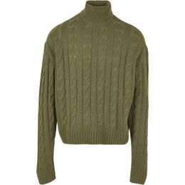 Rundhalspullover Urban Classics "Urban Classics Herren Boxy Roll Neck Sweater", Herren, Gr. M, tiniolive, 100% Polyacryl, unifarben, oversize, herzf&ouml;rmiger Ausschnitt, Pullover Rundhalspullover