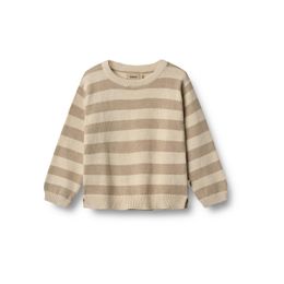Sweater Wheat "Wheat Strickpullover Morgan", Jungen, Gr. 116, beige stripe, 100% Baumwolle, Rundhals, Sweatshirts Sweater