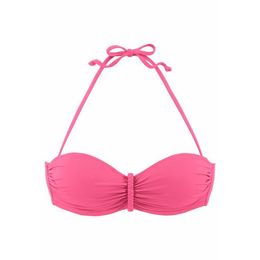 Buffalo B&uuml;gel-Bandeau-Bikini-Top 'Happy' pink Gr. 34 Cup D. Mit Flechtdetails. Mit B&uuml;gel Und Mit Seitlichen St&auml;bchen