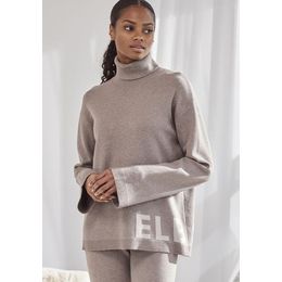 ELBSAND Sweater taupe Gr. 44/46 f&uuml;r Damen. Mit Logoschriftzug. Bequem. Nachhaltig.