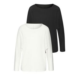 Vivance Langarmshirt 'in modischer Struktur-Optik' mehrfarbig Gr. 48/50 f&uuml;r Damen. Mit Rundhals. Figurumspielend. Nachhaltig.