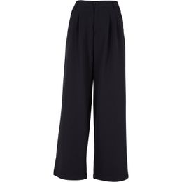 Stoffhose Urban Classics "Urban Classics Damen Ladies Ultra Wide Pleat-Front Pants", Damen, Gr. 32, Normalgr&ouml;&szlig;en, schwarz, 62% Viskose, 34% Polyester, 4% Elasthan, unifarben, loose fit, Hosen Stoffhose
